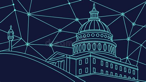 Capitol Building Connected By Network Government Tech Vector Design Generative Ai Stock