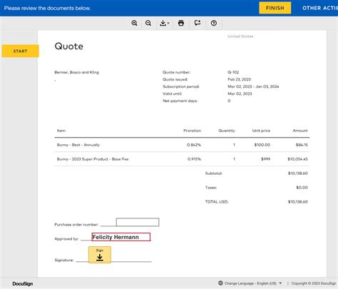 Using Docusign To Approve B2b Saas Quotes Bunny
