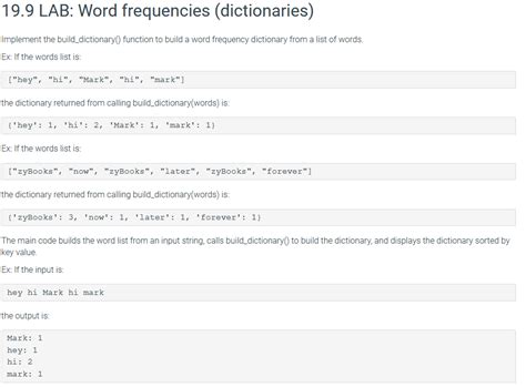 Solved 199 Lab Word Frequencies Dictionaries Implement