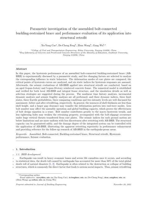 Pdf Parametric Investigation Of The Assembled Bolt Connected Buckling