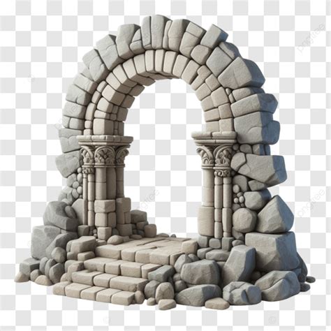 A Stone Archway Is Made Of Rocks And Sitting On White Background Stone