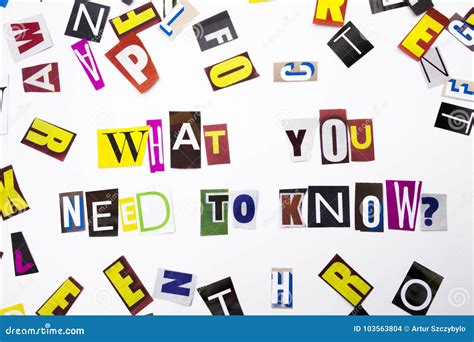 A Word Writing Text Showing Concept Of What You Need To Know Question Made Of Different Magazine