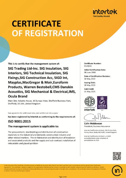 Sig Iso 9001 Certificate To May 2025 Cms Danskin Acoustics Nbs Source