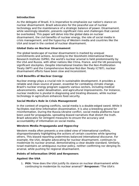 Brief Report Pdf Nuclear Disarmament Treaty On The Non