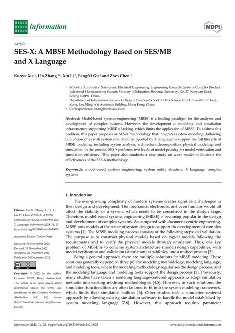 Pdf Ses X A Mbse Methodology Based On Sesmb And X Language