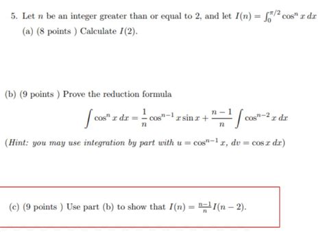 Solved 5 Let N Be An Integer Greater Than Or Equal To 2