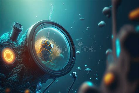 Scientific Device For Medical Research In Laboratory Abstract Microscope Composition Stock