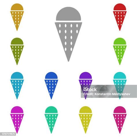 아이스크림 멀티 컬러 아이콘 Ui 및 Ux 웹 사이트 또는 모바일 응용 프로그램에 대한 간단한 문양 범용 아이콘의 평면 벡터 냉동된에 대한 스톡 벡터 아트 및 기타 이미지