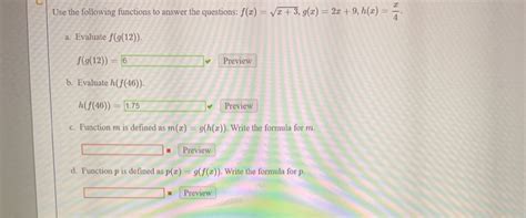 Solved Use The Following Functions To Answer The Questions
