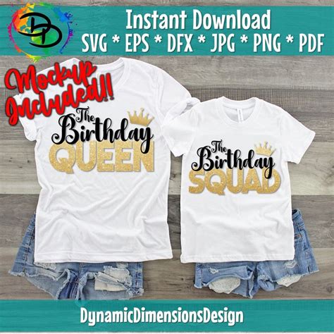 Birthday Queen And Squad 2 Designs Svg Birthday Queen Birthday Etsy