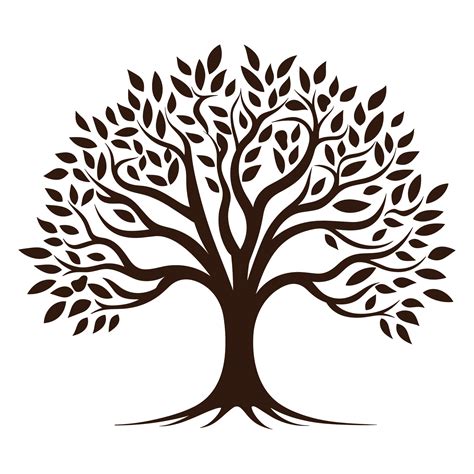 Tree With Root Silhouette Vector Free A Tree With Leaves Silhouette