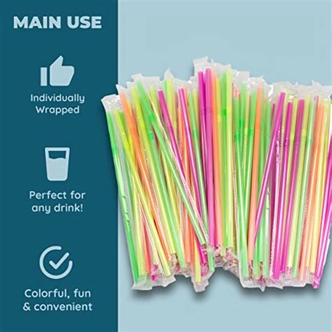 Jacent Individually Wrapped Plastic Neon Flex Drinking Straws Pack Of Packs Smiths
