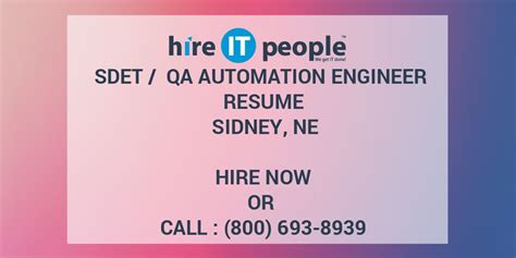 Sdet Qa Automation Engineer Resume Sidney Ne Hire It People We Get It Done
