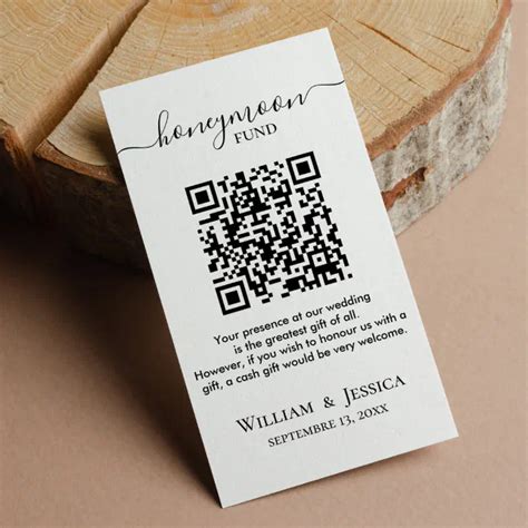 Honeymoon Fund With QR Code Enclosure Card Zazzle