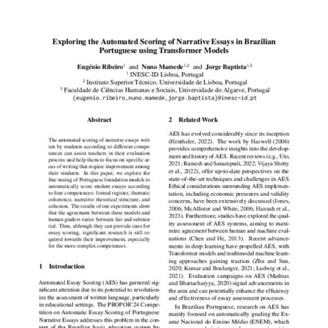 Exploring The Automated Scoring Of Narrative Essays In Brazilian