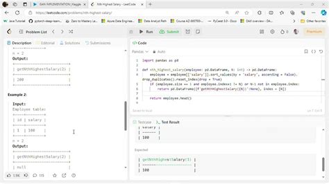 Nth Highest Salary Leetcode Using Python Pandas Subscribe Data
