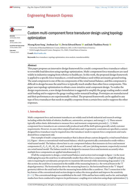 Custom Multi Component Force Transducer Design Using Topology Optimization