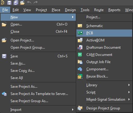 Creating A PCB File Importing Components Altium App StartPage