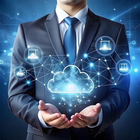 Premium Photo Businessman Holding Cloud Computing Online Connecting
