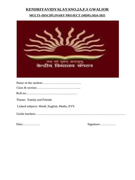 Class 4 Mdp Project Body Pdf