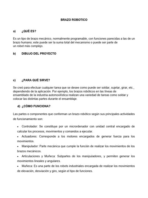brazo robotico pdf robot robótica