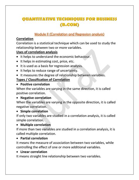 QT BCOM Module II Juraz Module II Correlation And Regression