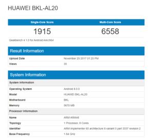 Honor V Appears On Geekbench As Huawei BKL AL Gizmochina