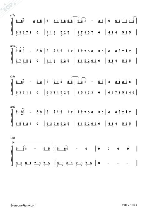 画心 画皮主题曲双手简谱预览 Eop在线乐谱架
