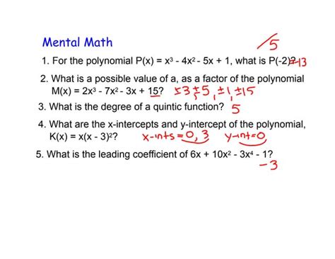 Mental Math Test Outline Ppt