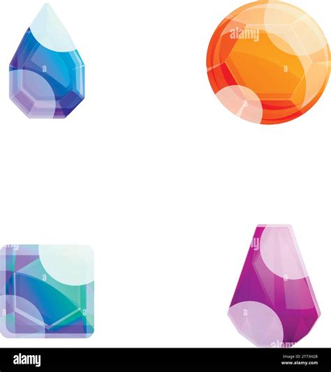 Gem Icons Set Cartoon Vector Different Shape And Color Precious Stone