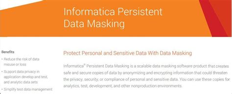 Informatica Persistent Data Masking Pricing Features And Reviews Apr