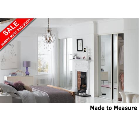 4 WHITE Made To Measure Mirror Sliding Wardrobe Doors 4 0m MAX