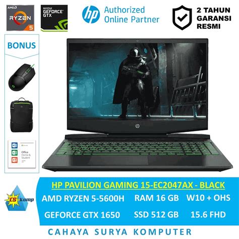 Jual Hp Pavilion Gaming Ec Ax Black Amd Ryzen H Geforce Gtx Ram Gb