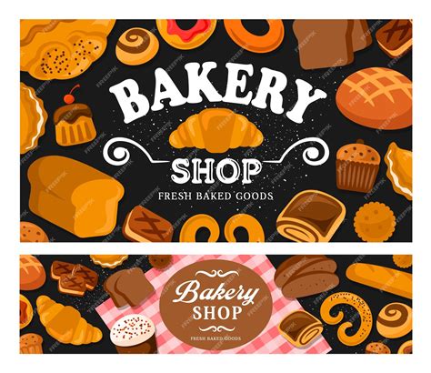 Premium Vector Bread And Bakery Pastry Vector Poster
