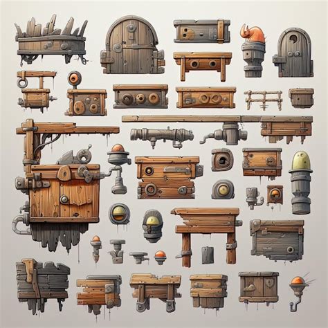 Premium Photo Wooden Game Assets