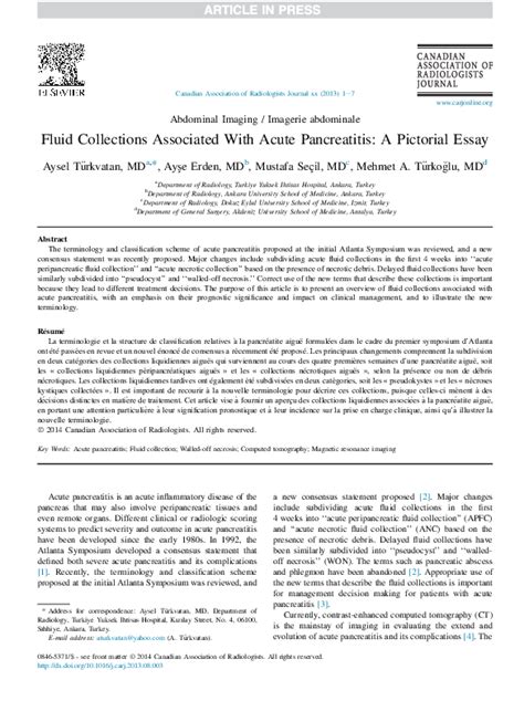 Pdf Fluid Collections Associated With Acute Pancreatitis A Pictorial