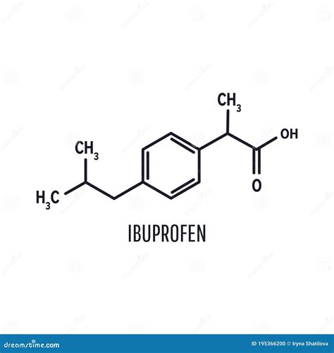 Ibuprofen Chemical Molecule Structure On White Background Stock