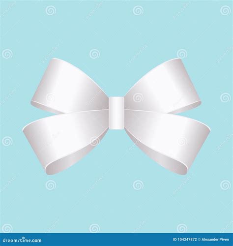 Vector Shiny White Satin T Bow Close Up Stock Vector Illustration