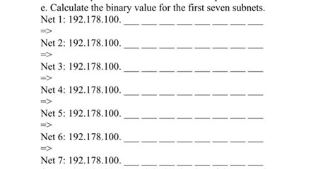 Solved E Calculate The Binary Value For The First Seven Chegg Com