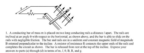 Solved A Conducting Bar Of Mass M Is Placed On Two Long