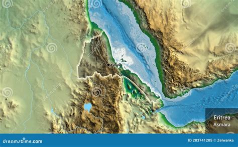 Eritrea Border Shape Overlay Bevelled Relief Labels Stock Image