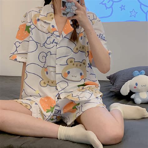 ชจัง ชุดนอตอนชนผู้หญแขนสันขาสน ชุดนอนผาคน ผาฝาย ชุดนอนารัก Cute