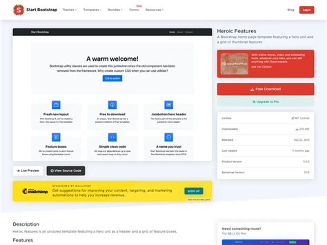 Startbootstrap Heroic Features Bootstrap Templates And Themes
