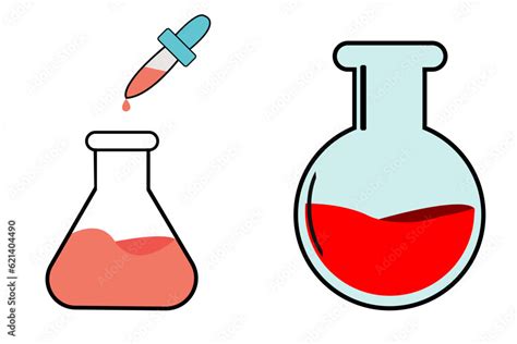 Chemical Bottle Test Tube Icon Chemistry Glass Flask Beaker With