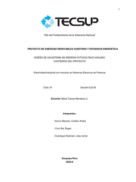 Proyecto De Energías Renovables Auditoria Y Eficiencia Energética Pdf