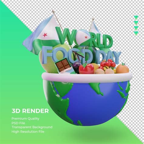 Premium Psd 3d World Food Day Djibouti Rendering Left View