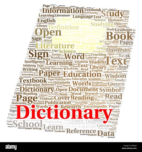 Dictionary Word Cloud Shape Concept Stock Photo Alamy
