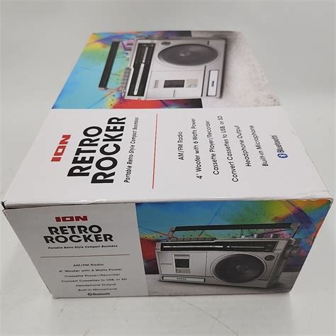 New Ion Retro Rocker Portable Boombox Bluetooth Cassette Silver Ebay