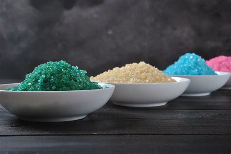 Spa And Body Care Products Colorful Aromatic Bath Dead Sea Salt Stock