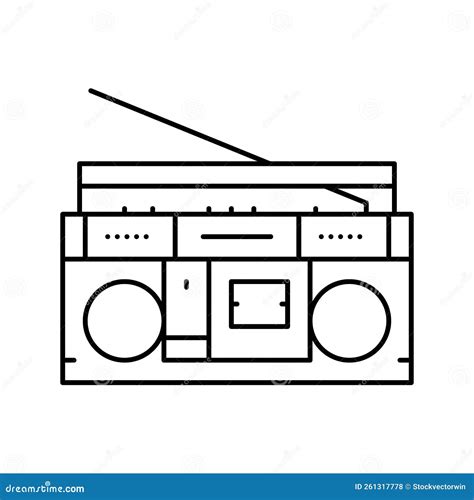 Cassette Stereo Boombox Player Line Icon Vector Illustration Stock